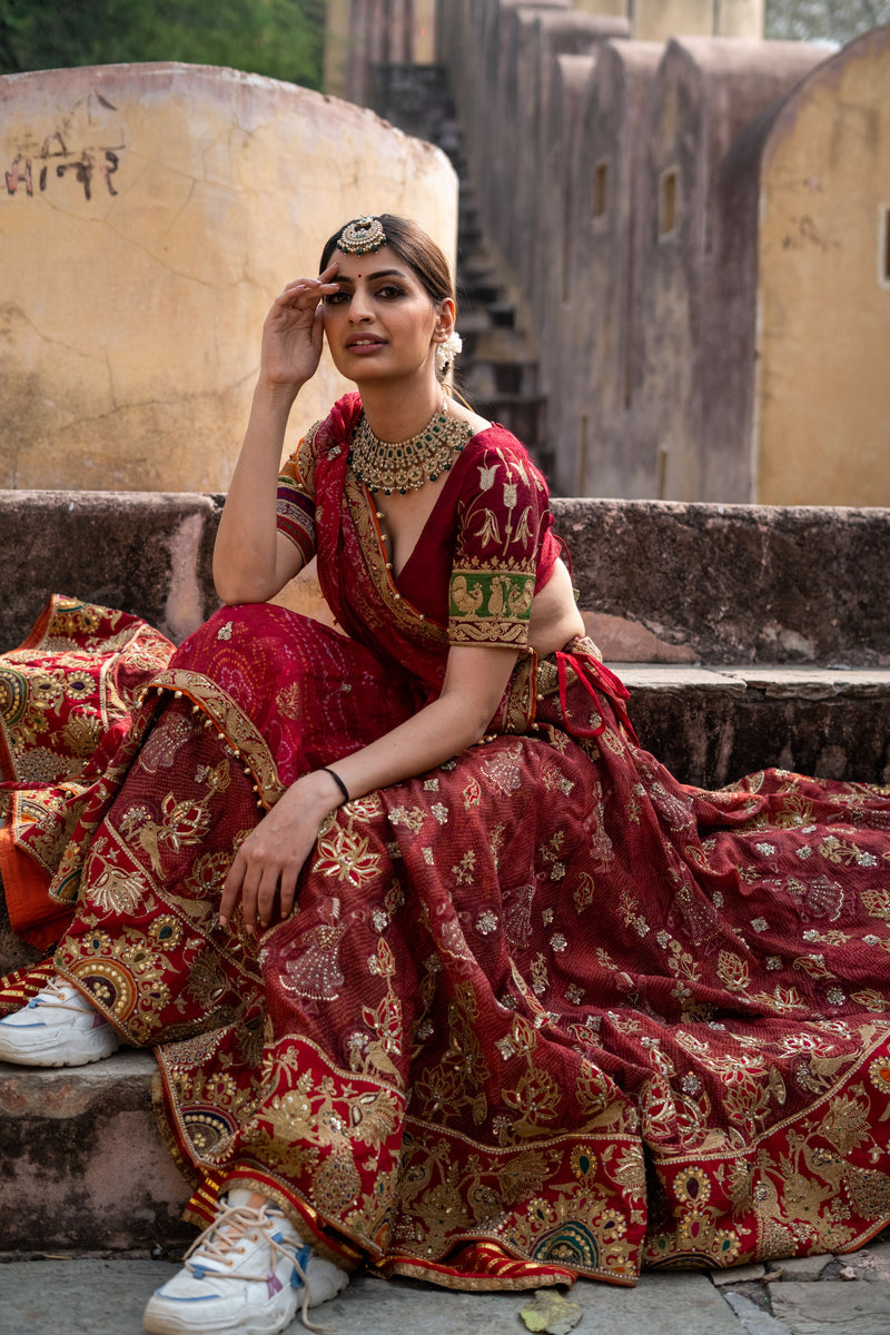 Rimple & Harpreet Maroon Bridal Lehenga! – TheClothingRental