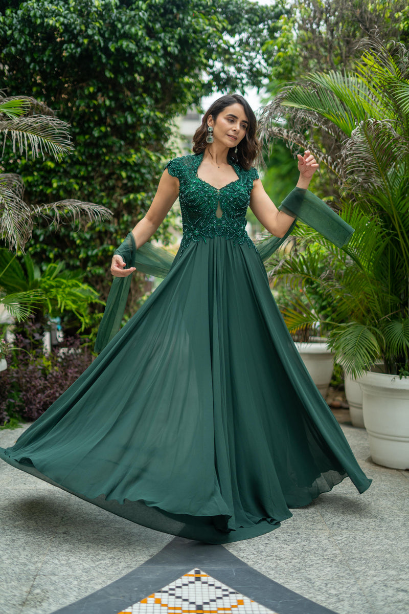 Emerald Serenade Embellished Flow Gown! – TheClothingRental
