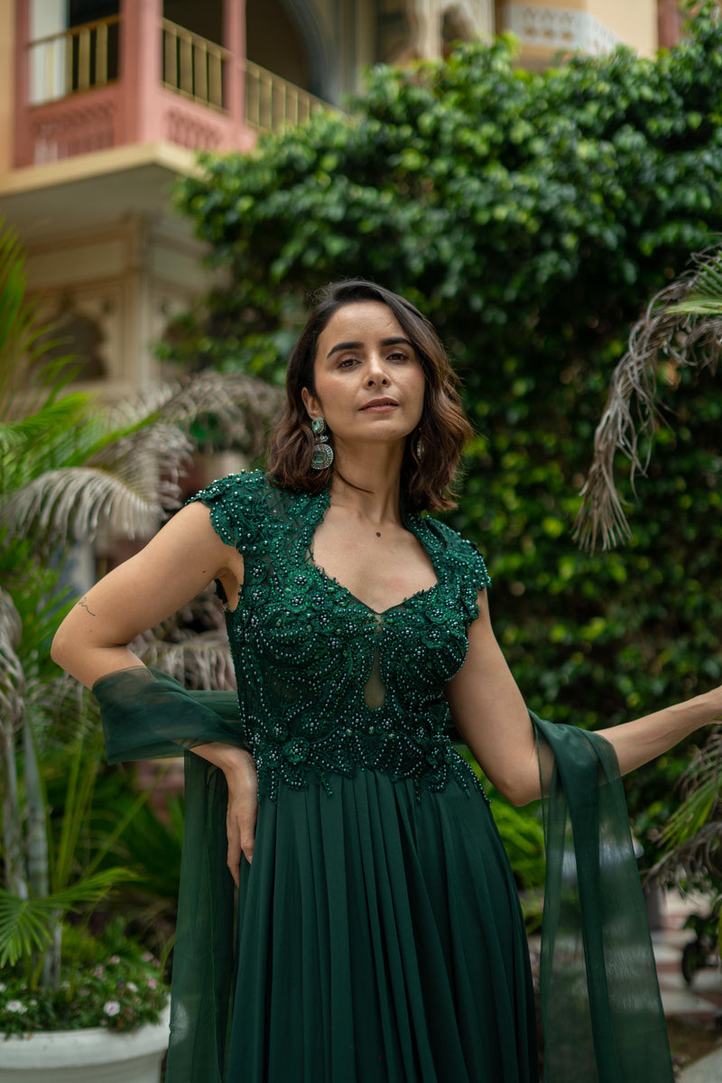 Emerald Serenade Embellished Flow Gown! – TheClothingRental