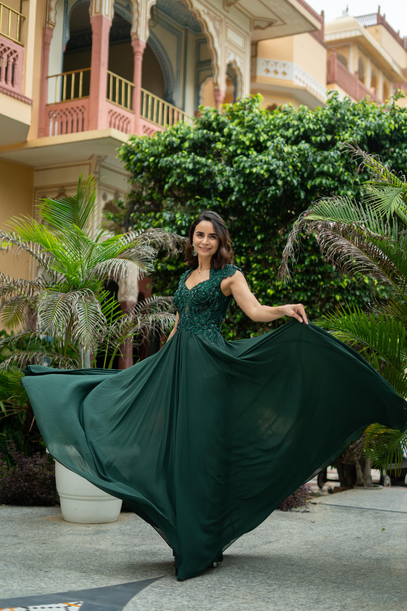 Emerald Serenade Embellished Flow Gown! – TheClothingRental